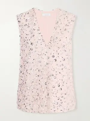 Rabanne Haut Bead And Sequin-embellished Crepe Blouse