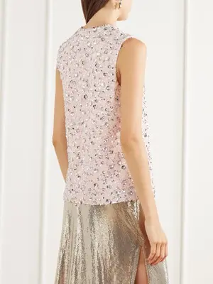 Rabanne Haut Bead And Sequin-embellished Crepe Blouse