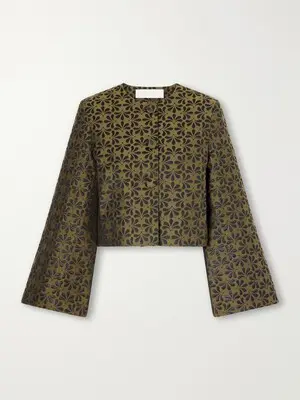DESTREE Ruby Cropped Floral-jacquard Cotton-blend Twill Jacket