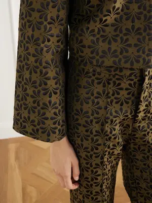 DESTREE Ruby Cropped Floral-jacquard Cotton-blend Twill Jacket