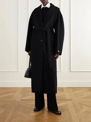 Sportmax Olmo Hooded Belted Wool-felt Coat