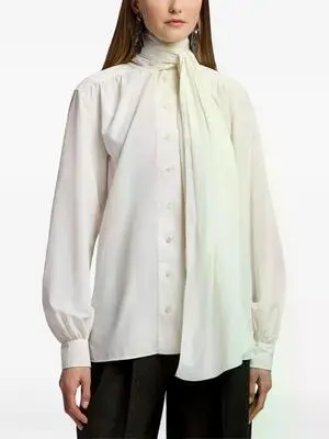 Ralph Lauren Dara Tie-neck Poplin Blouse