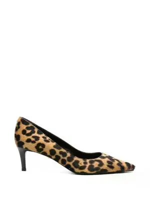 BALDININI Leopard-print Hair-texture Pumps - Brown