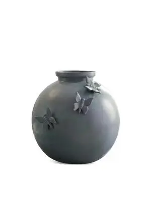 REBIRTH CERAMICS Butterfly-detail Spherical Vase - Blue