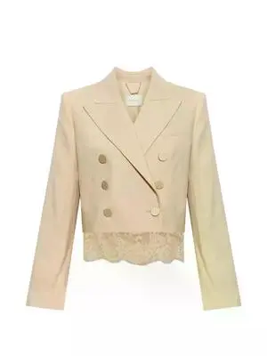 Zimmermann Valiant Lace Cropped Blazer - Neutrals