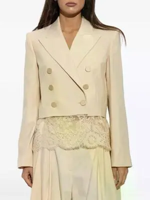 Zimmermann Valiant Lace Cropped Blazer - Neutrals