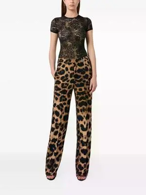Philipp Plein Leopard-print Straight-leg Trousers - Brown