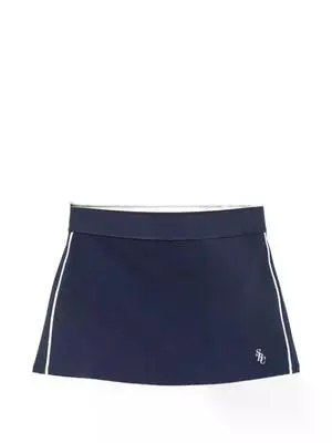 Sporty & Rich Logo-embroidered Contrast-trim Tennis Mini Skirt - Blue