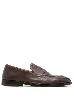 Brunello Cucinelli Almond-toe Flat-sole Loafers - Brown