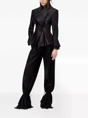 Giuseppe Di Morabito Pinstriped Lace-trim Jacket - Black