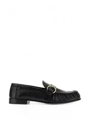 Miu Miu Buckle-fastening Crinkled Leather Loafers - Black
