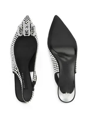 Philipp Plein Suede Strass Slingback Shoes