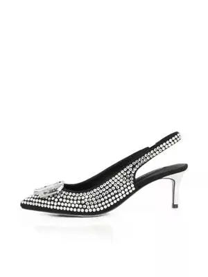 Philipp Plein Suede Strass Slingback Shoes