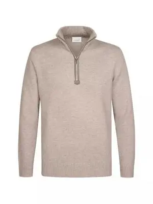 PROFUOMO Quarter-zip Ribbed-trim Sweater - Neutrals