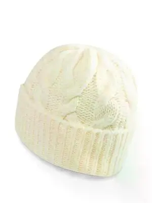 Moncler Cable-knit Logo-patch Beanie Hat