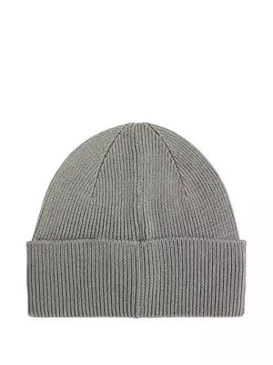 C.P. COMPANY Logo-patch Ribbed-knit Beanie Hat - Grey