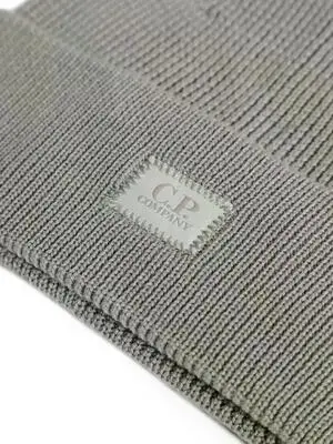 C.P. COMPANY Logo-patch Ribbed-knit Beanie Hat