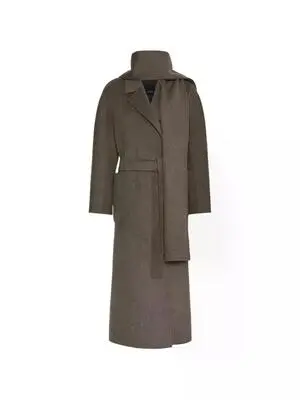 Max Mara Scarf-detail Belted Coat - Brown