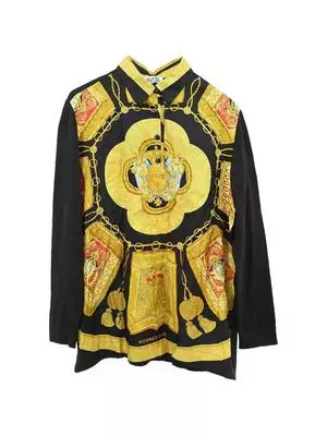 Hermès Scarf-print Long-sleeve Polo Shirt - Black