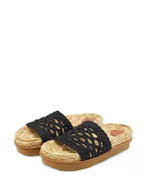 Chloé Wavy Crochet Sandals - Black