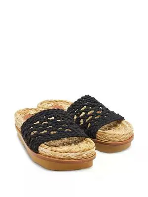 Chloé Wavy Crochet Sandals - Black