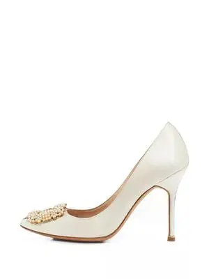 Manolo Blahnik Hangisi Crystal-buckle Heeled Pumps