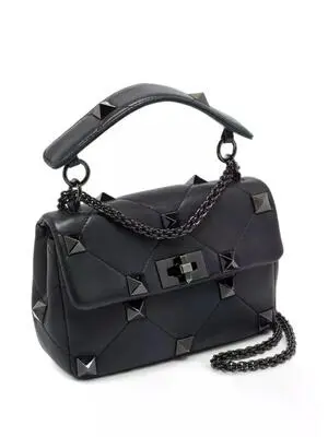 Valentino Garavani Medium Roman Stud Spike Studded Tote Bag - Black