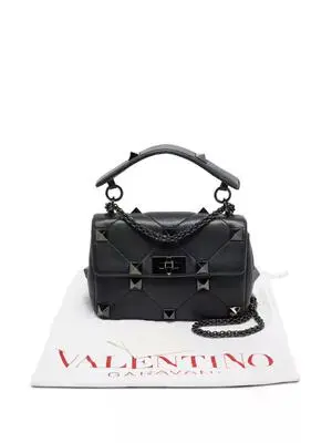 Valentino Garavani Medium Roman Stud Spike Studded Tote Bag - Black