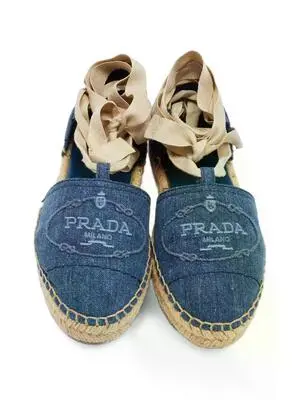 Prada Ankle-wrap Denim Espadrilles