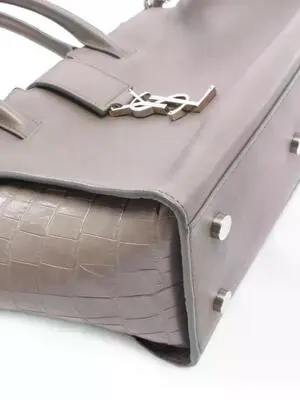 Saint Laurent 2010s Downtown Cabas Crocodile-embossed Handbag