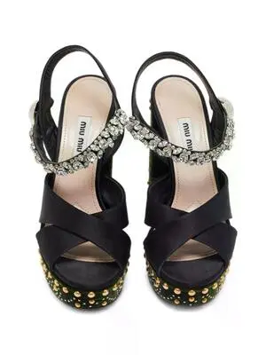Miu Miu Crystal-embellished Ankle-strap Sandals