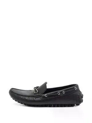 LOUIS VUITTON Leather Knot-detail Loafers - Black