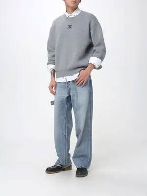 Celine Triomphe Logo Pure Cashmere Crewneck Sweater With Dropped Shoulders