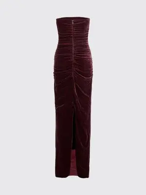 ROTATE BY BIRGER CHRISTENSEN Off-the-shoulder Draped Velvet Long Sheath Dress