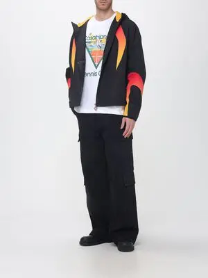 Casablanca Abstract Logo Print Hooded Windbreaker Jacket In Polyester