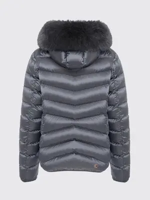 COLMAR Short Quilted Nylon Down Jacket With Shearling Hood