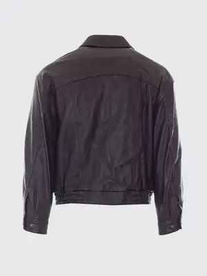 DUNST Lambskin Leather Shirt Jacket With Patch Pockets - Brown
