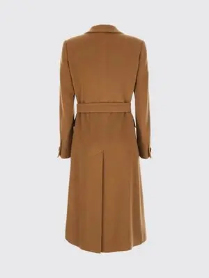 Tagliatore Double-breasted Long Cashmere Coat With Waist Belt