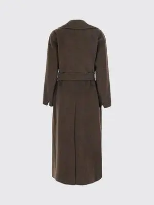 Max Mara Long Wool And Yak Coat With Tie Belt