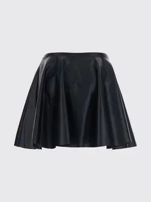 Norma Kamali Faux Leather Circle Mini Skirt With Elasticated Waist