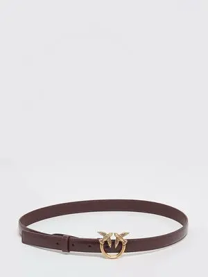 Pinko Love Berry Leather Belt With Love Birds Logo Buckle - Dark