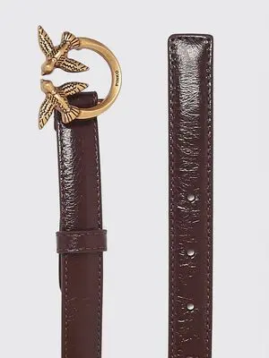 Pinko Love Berry Leather Belt With Love Birds Logo Buckle