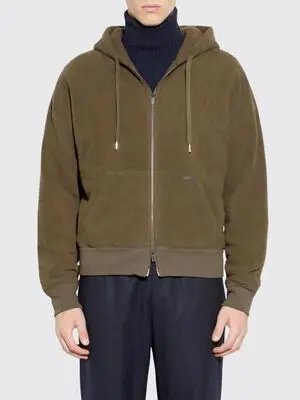 PAOLO PECORA Cotton Zip-up Hoodie With Drawstring And Welt Pockets - Red