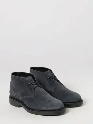 Hogan H669 Suede Chukka Boots With Round Toe And Rubber Sole - Blue