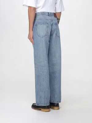 Celine Wide Leg Mid-rise Cotton Denim Jeans With Charm