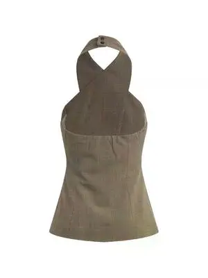FAVORITE DAUGHTER Check Halterneck Top