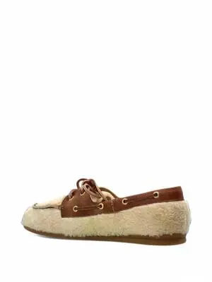 POSA Alpina Shearling-trim Leather Boat Shoes