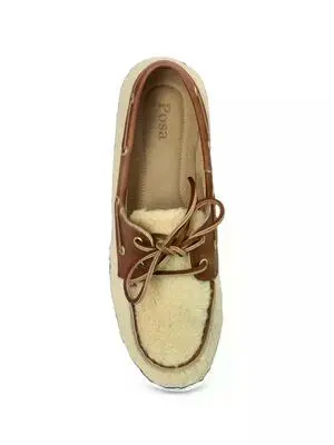 POSA Alpina Shearling-trim Leather Boat Shoes