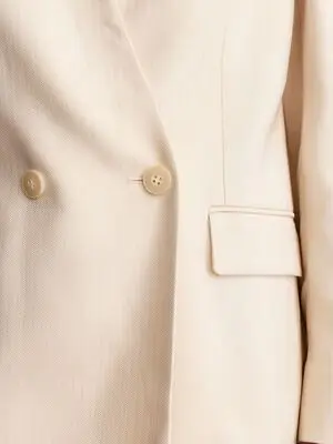 REISS Petite Jacquard-stripe Collarless Double-breasted Blazer