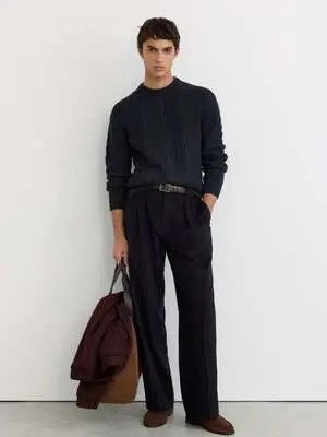 REISS Cable-knit Crew-neck Jumper With Wool